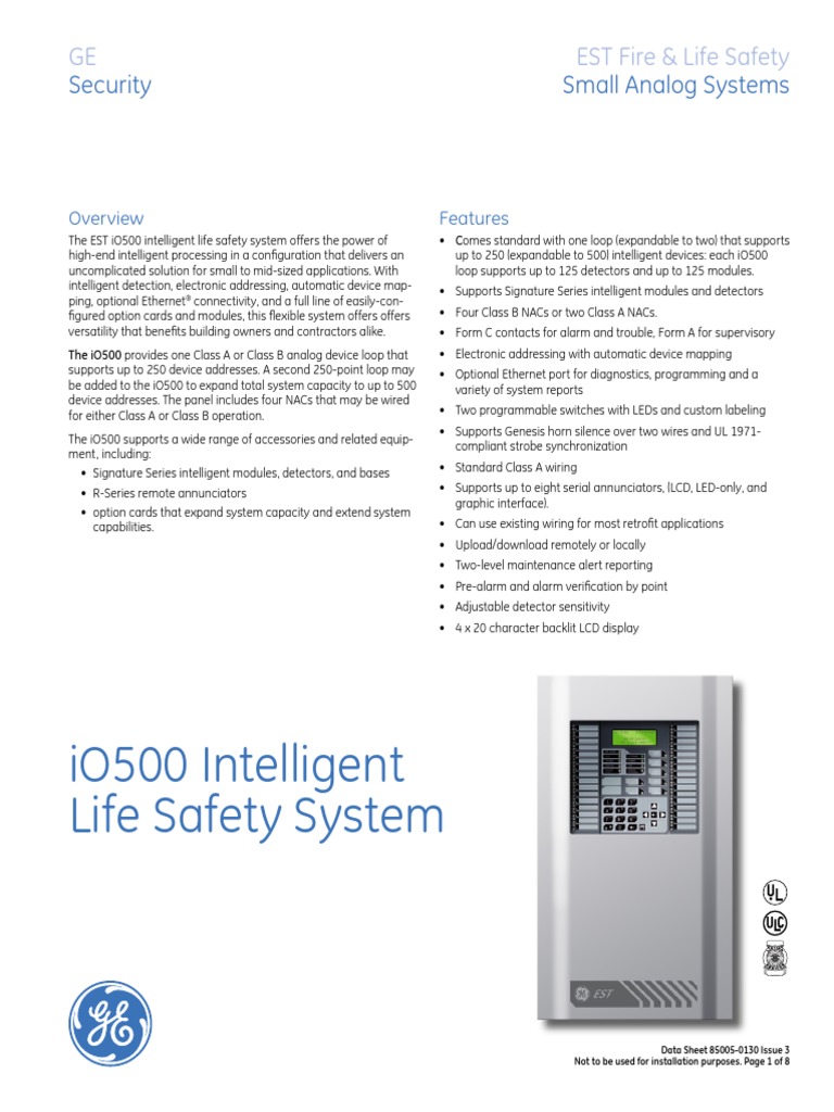 85005-0130 - IO500 Intelligent Life Safety System | PDF | Electrical ...