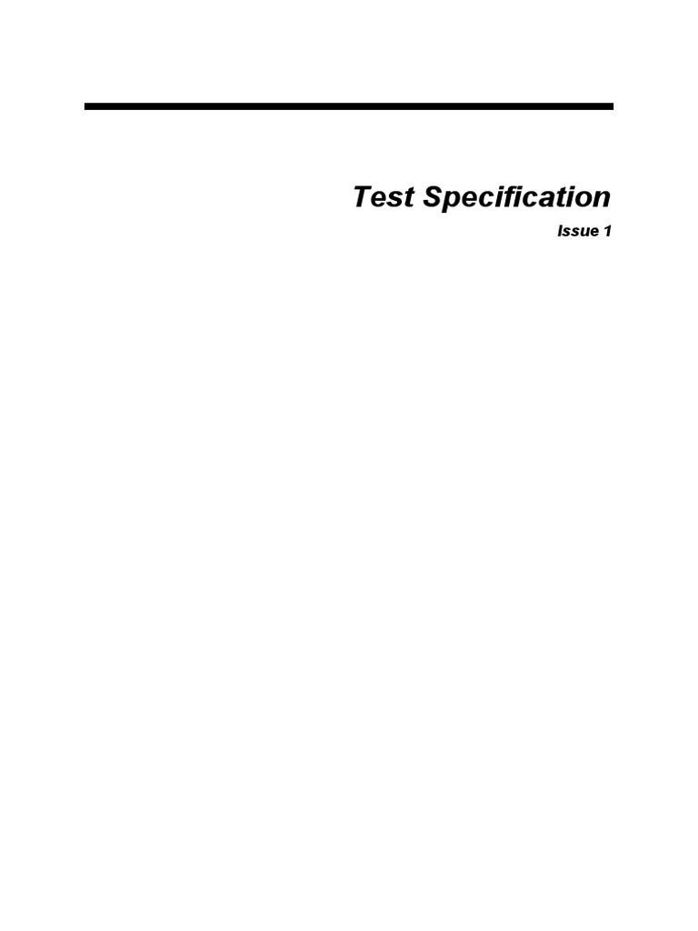 Test Specification: Issue 1 | Download Free PDF | Specification ...