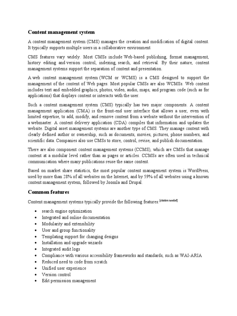 Content Management System (Wordpress) | PDF | Word Press | Software ...