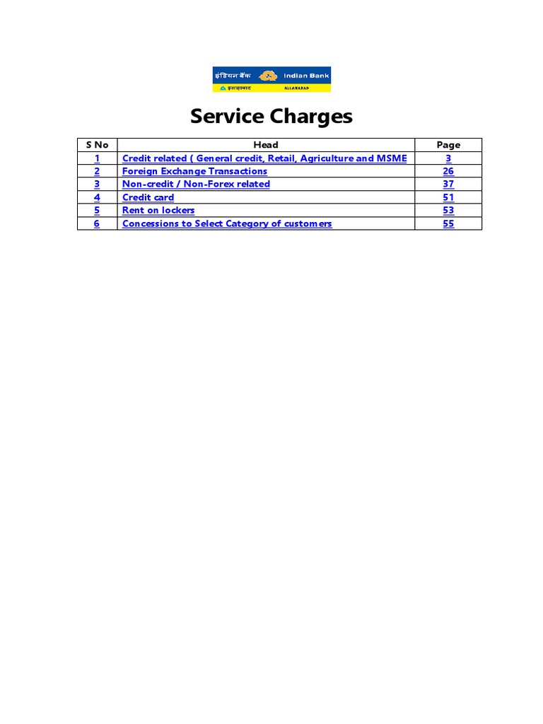 Service Charges: Sno Head | PDF | Letter Of Credit | Guarantee
