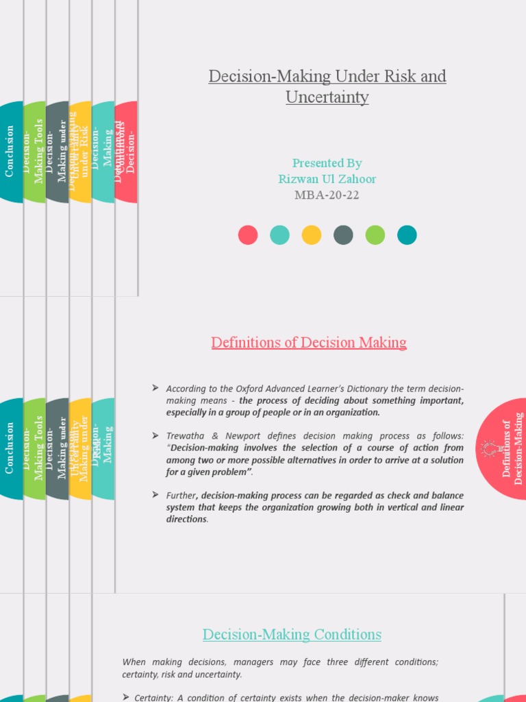 Decision-Making Under Risk & Uncertainty | Download Free PDF | Decision ...