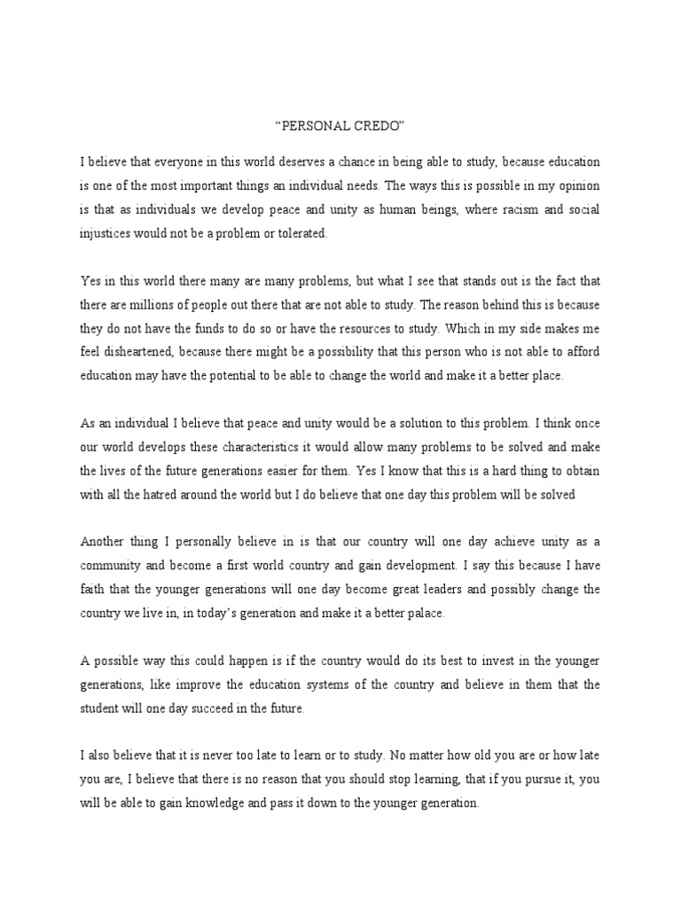 Personal Credo | PDF | Reason | Cognition