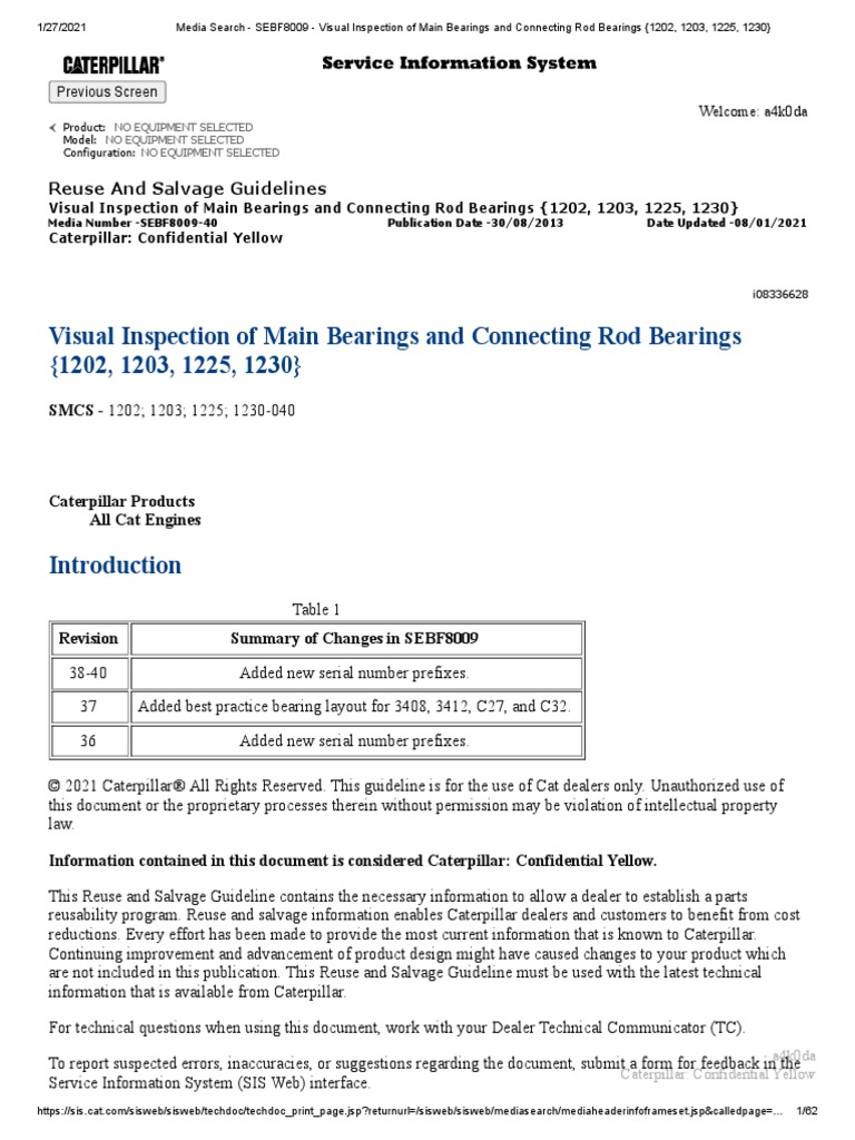 Media Search - SEBF8009 - Visual Inspection of Main Bearings and ...