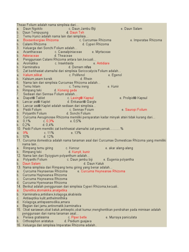 Theae Folium Adalah Nama Simplisia Dari | PDF