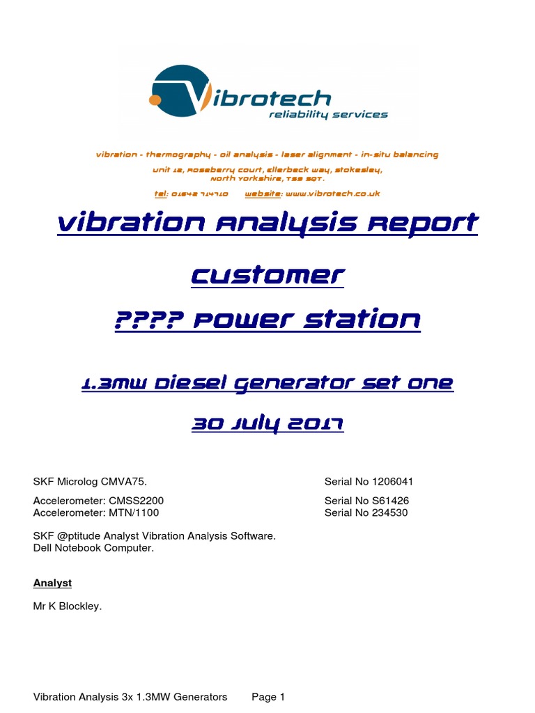 Power Station Engine Generator Vibration Analysis Report | PDF ...