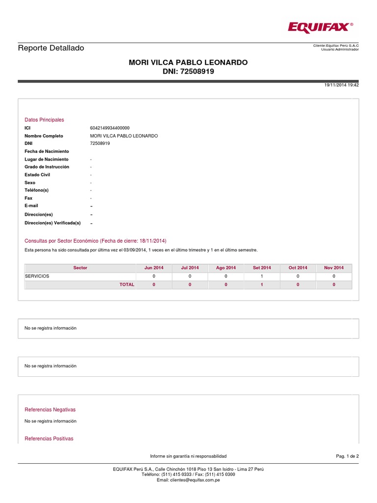 Reporte Equifax | PDF | Telecomunicaciones | Informática