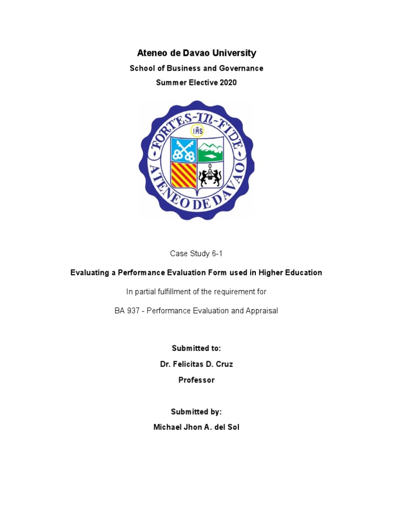 Case Study 6-1 Evaluating A Performance Evaluation Form Used in Higher Education | PDF ...
