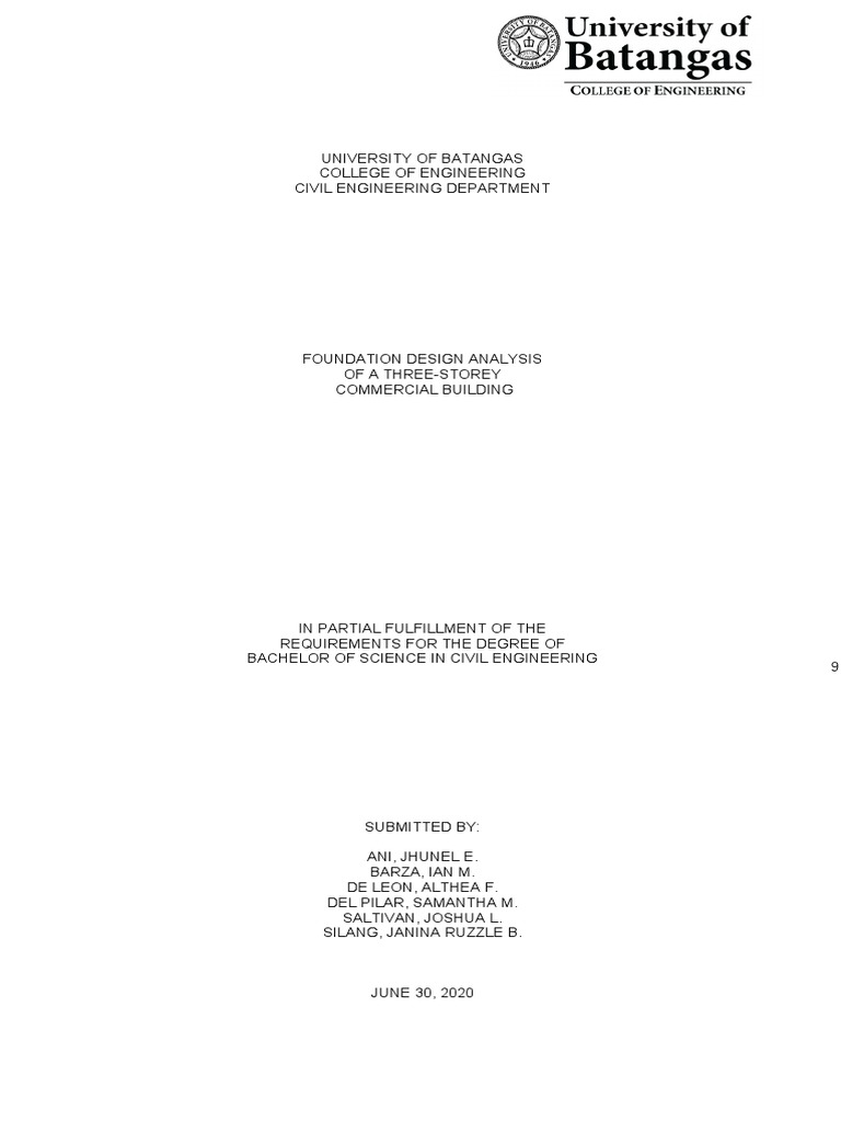 Foundation Design Analysis of A Three Storey Commercial Building | PDF | Column | Pascal (Unit)