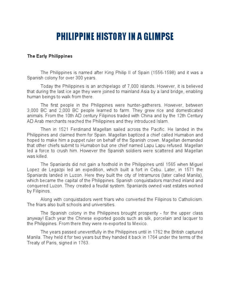 Philippine History in A Glimpse: The Early Philippines | PDF | Primary ...
