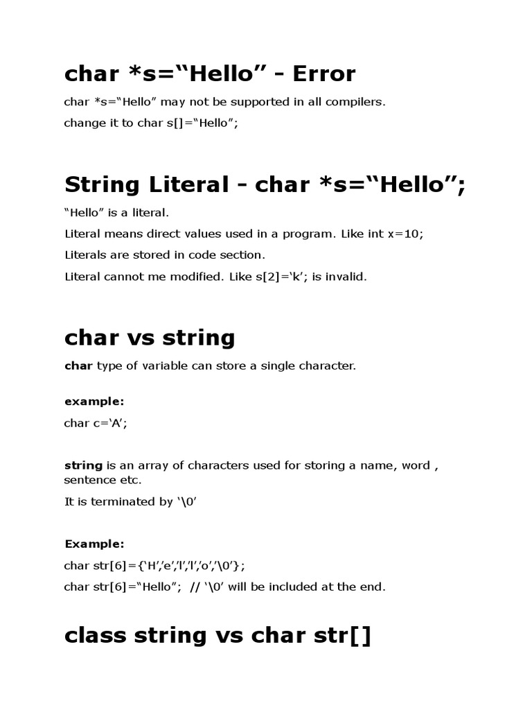 Char S "Hello" - Error: Char Type of Variable Can Store A Single ...