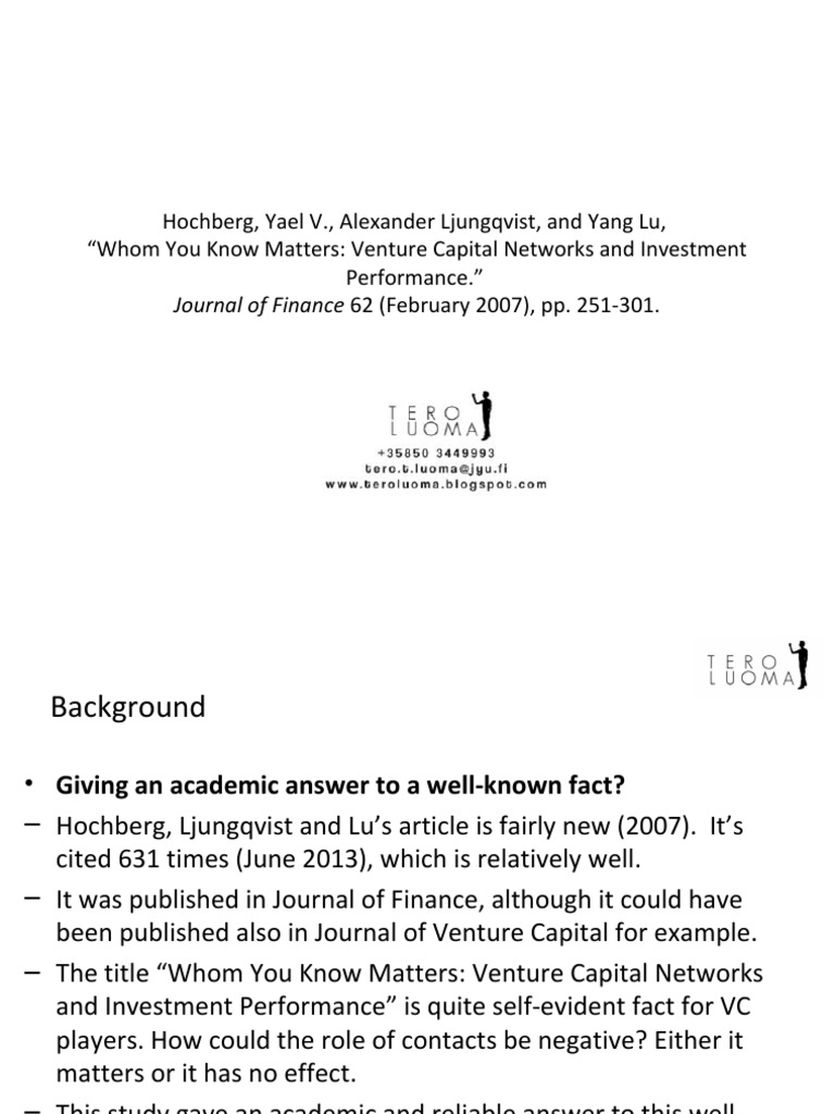 VC Networking Presentation - Why The Distribution of VCs Returns ...