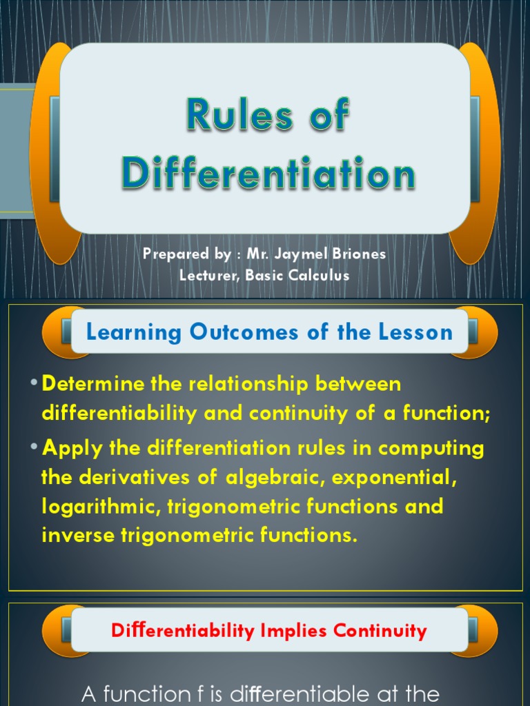 Lesson 5 Rules of Differentiation | PDF | Trigonometric Functions ...