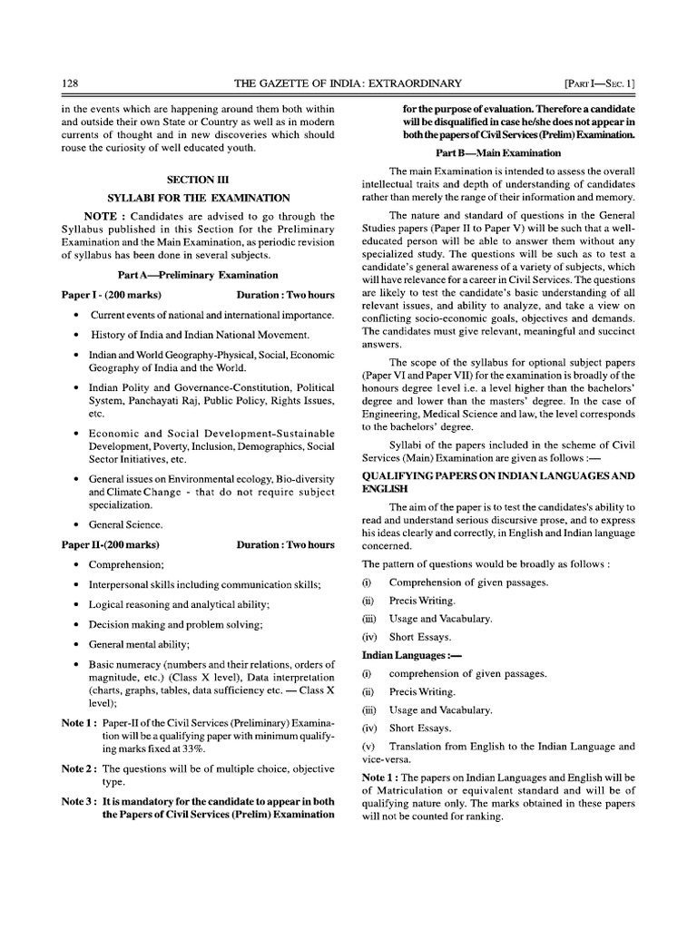 UPSC Pre Syllabus | PDF