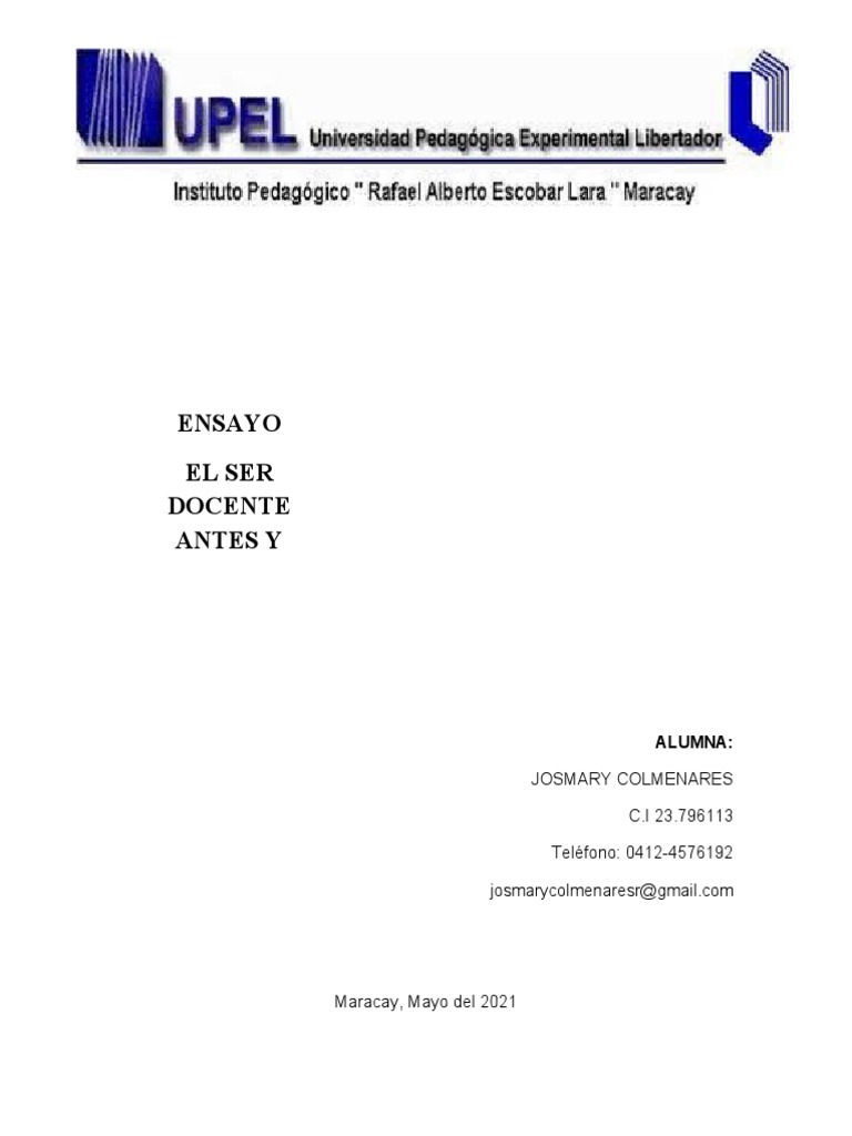 Universidad Pedagógica Experimental Libertador Ensayo Fundamento de La ...