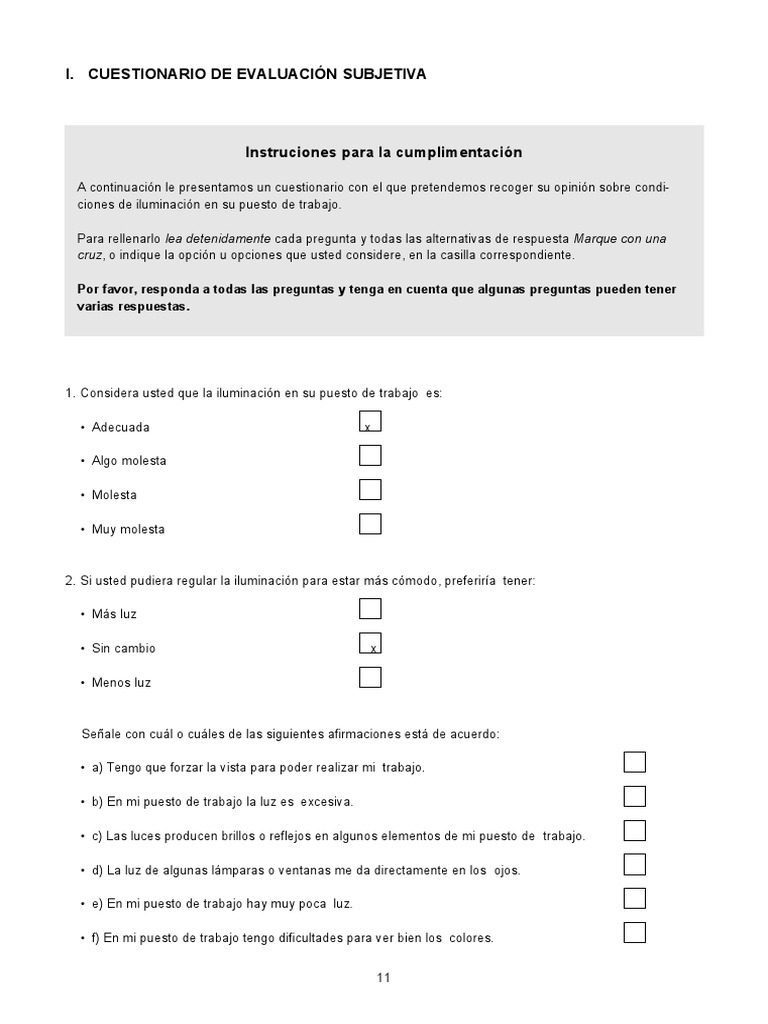 Cuestionario de Evaluación Subjetiva | PDF | Cuestionario | Ligero