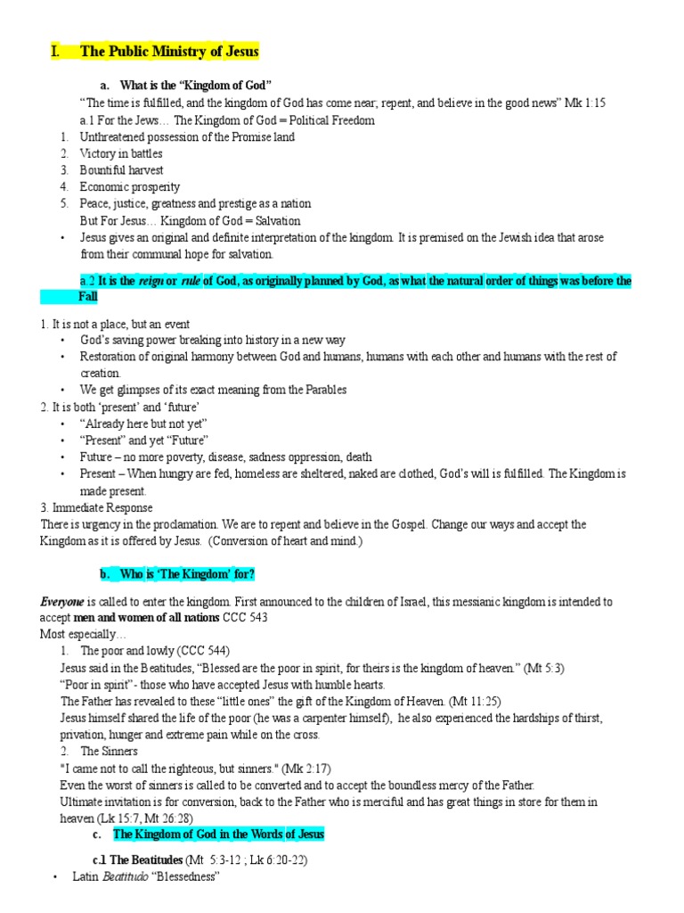 Notes 20on 20public 20ministry 20and 20PaschalMystery 20 - 20 | PDF ...