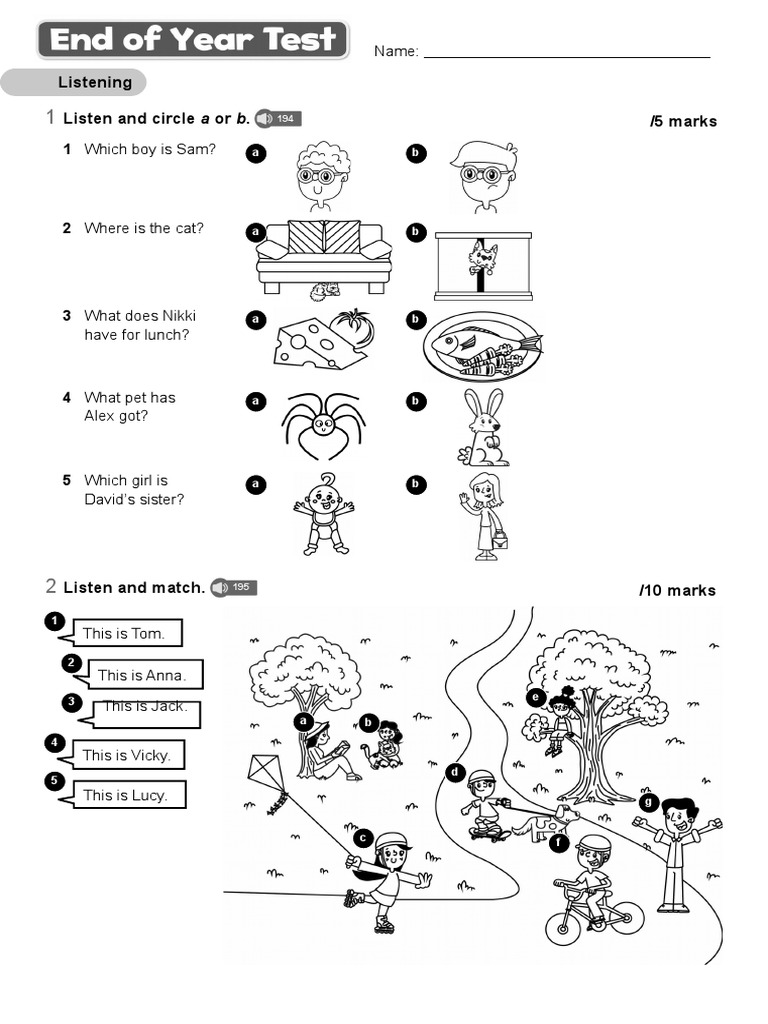 Bright Ideas 1 EOY Test | PDF