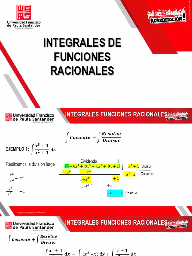 Integrales Funciones Racionales | PDF | Integral | Ecuaciones