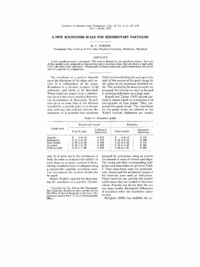 A New Roundness Scale For Sedimentary Particles : I. - Roundrte:s ...