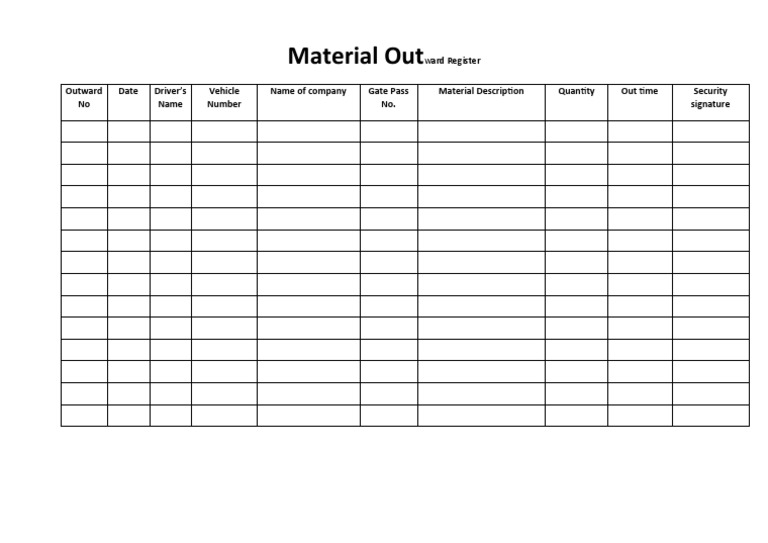 Format For Material Outward Register | PDF