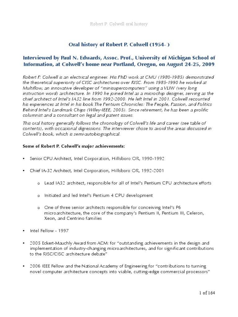 Bob Colwell Transcript | PDF | Microprocessor | Intel