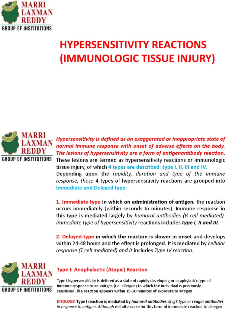 Hypersensitivity Reactions (Immunologic Tissue Injury) | PDF | Allergy | Complement System