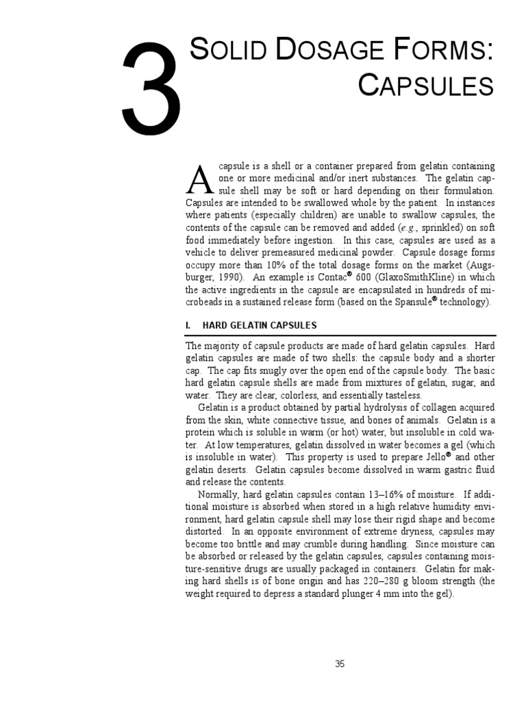 Solid Dosage Forms - Capsules | PDF | Pharmaceutical Formulation | Gelatin