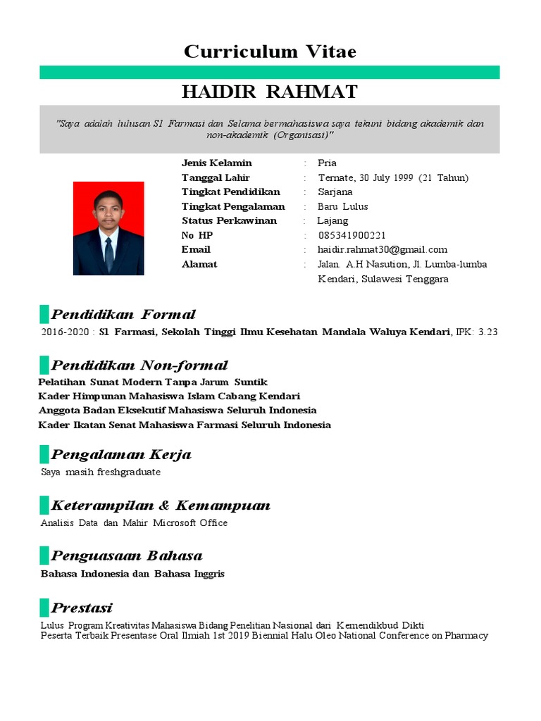 CV Haidir Rahmat | PDF