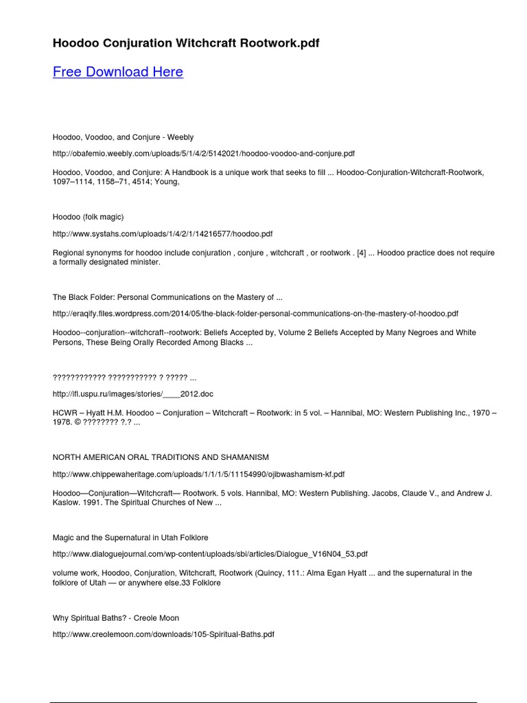 Free Download Here: Hoodoo Conjuration Witchcraft Rootwork PDF | PDF ...