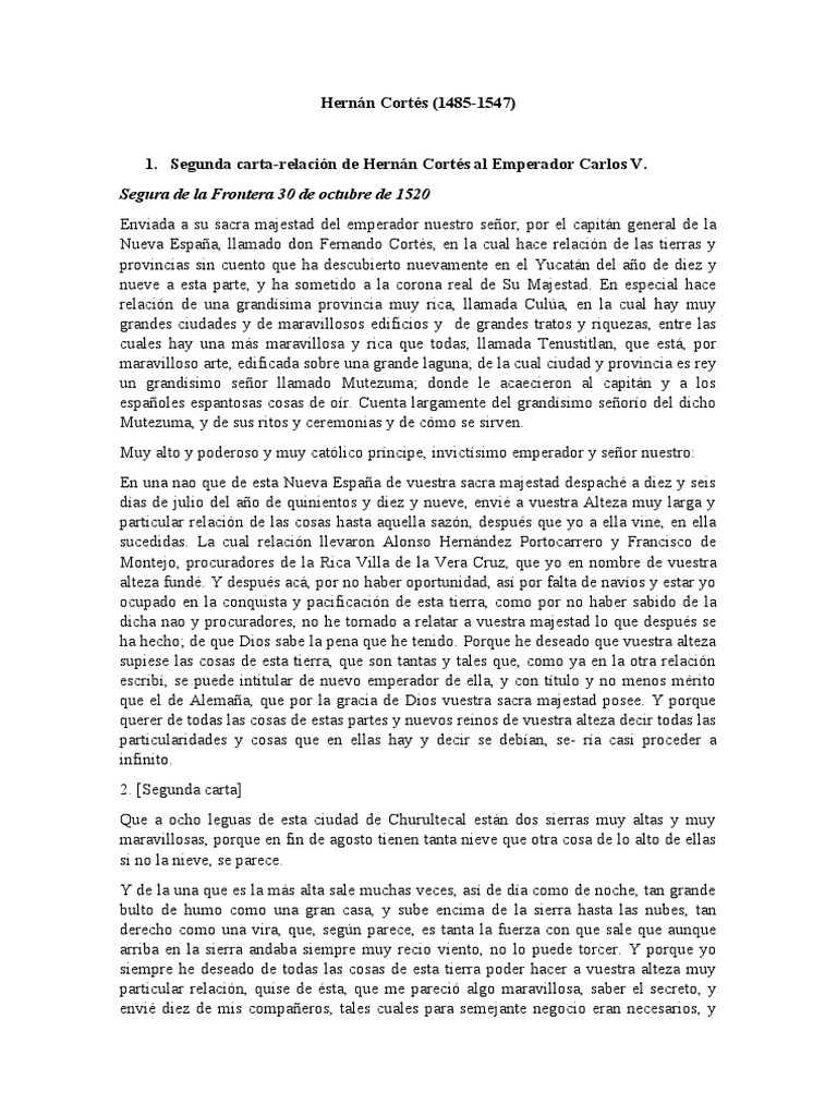 Hernán Cortés Cartas de Relación | Descargar gratis PDF | Hernán Cortés ...
