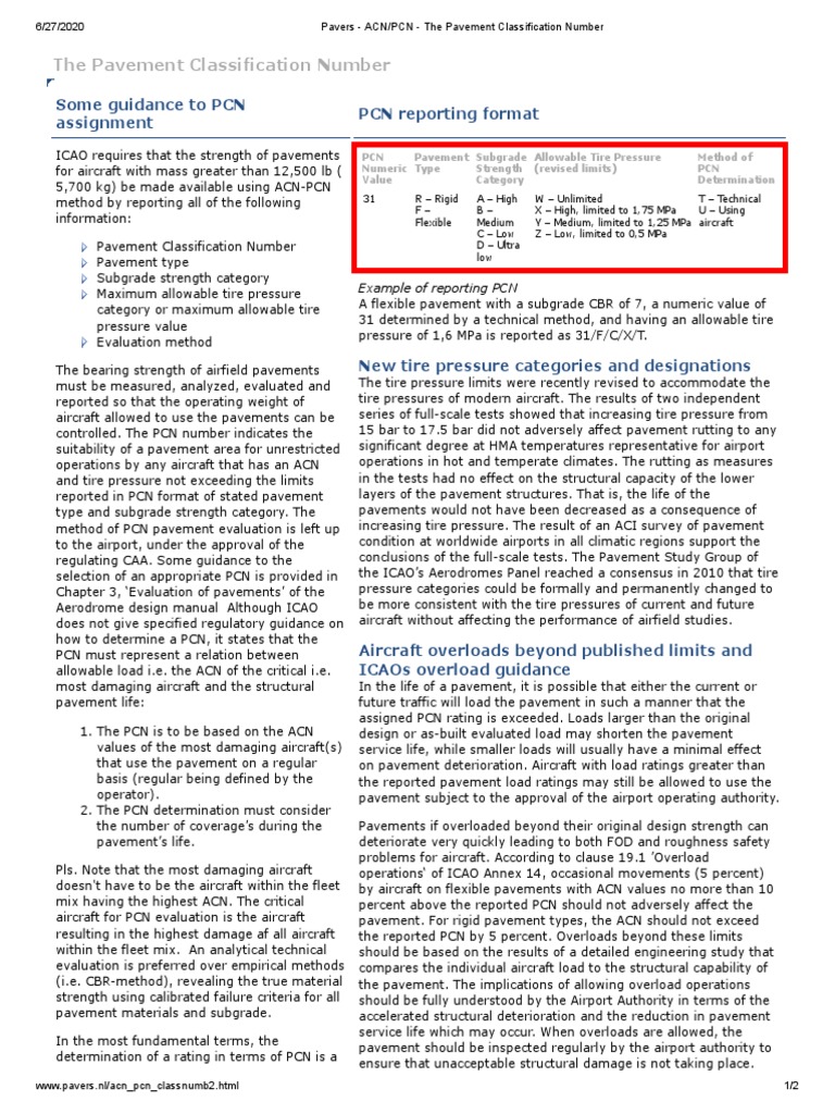 Pavers - ACN - PCN - The Pavement Classification Number | PDF