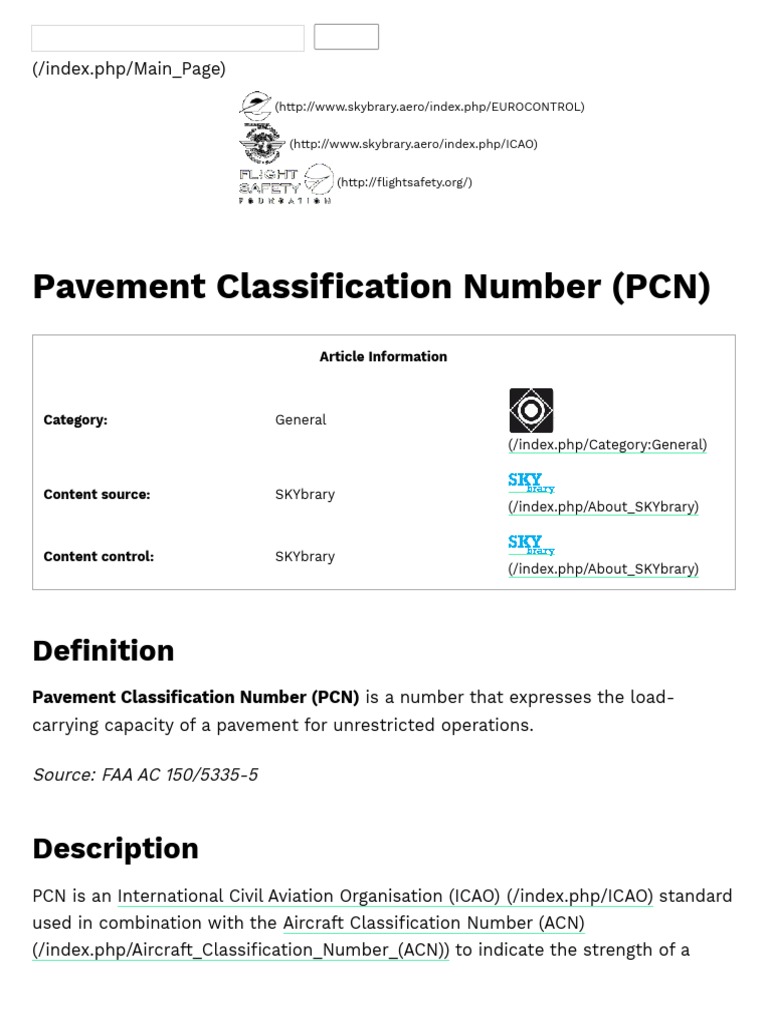 Pavement Classification Number (PCN) | PDF | Aviation | Transportation ...