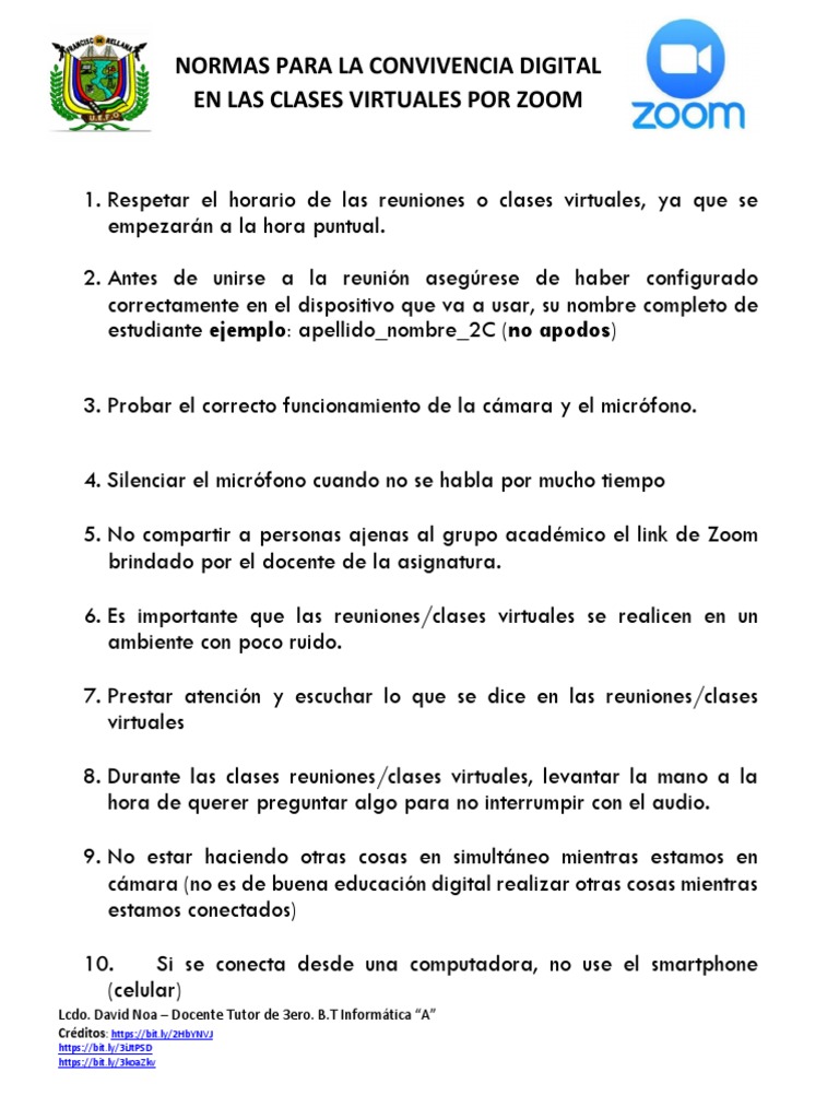 Normas Convivencia Digital Zoom | PDF | Crecimiento personal y ...
