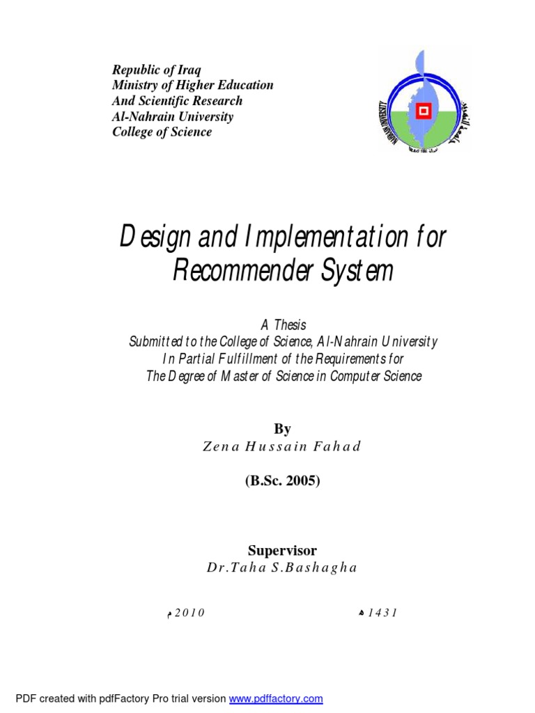 Design and Implementation For Recommender System | PDF | Information ...