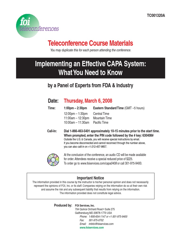 Implementing An Effective CAPA System | PDF | Business