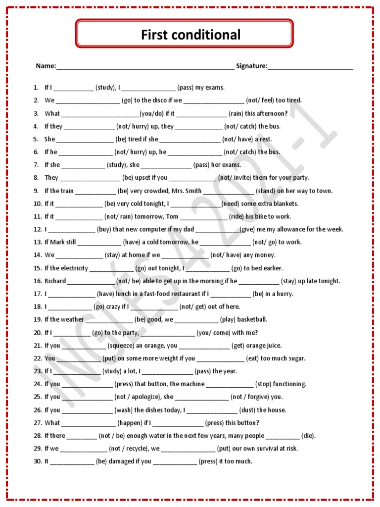 First Conditional Practice Worksheet | PDF