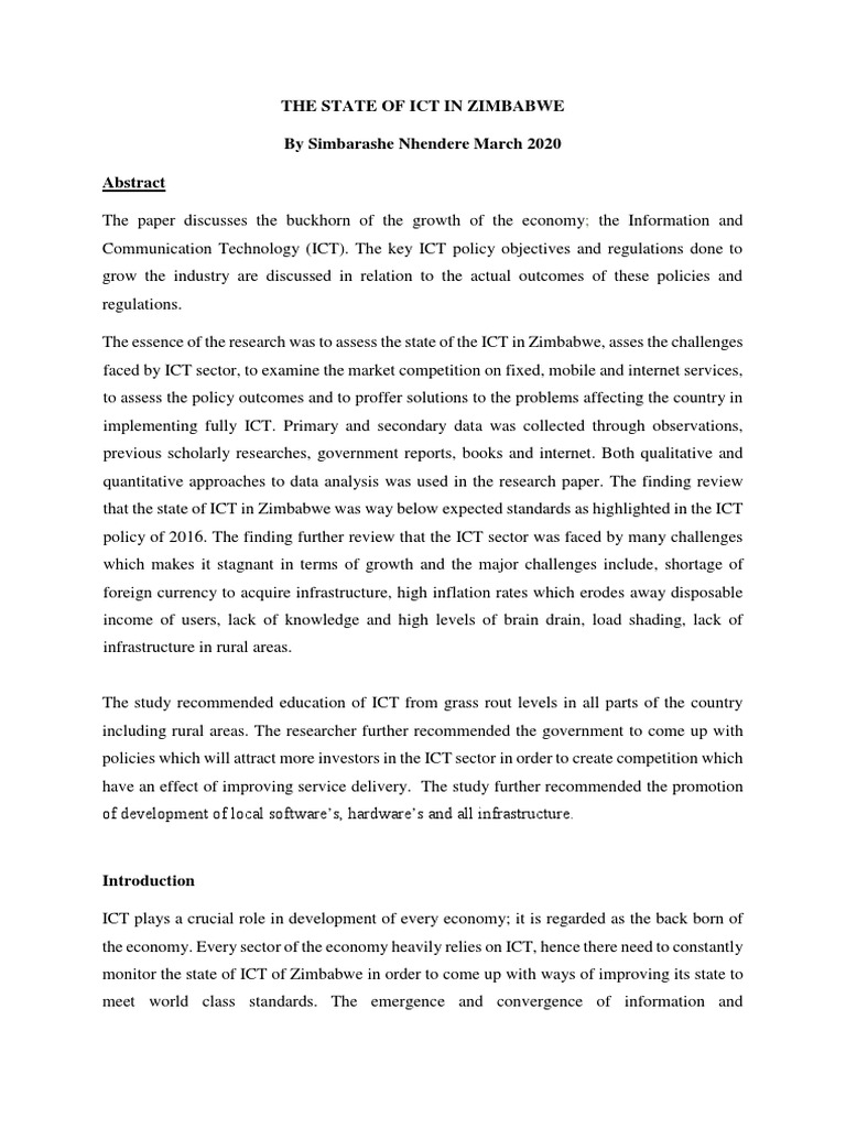State of ICT and Challenges in Zimbabwe | PDF | Information And ...