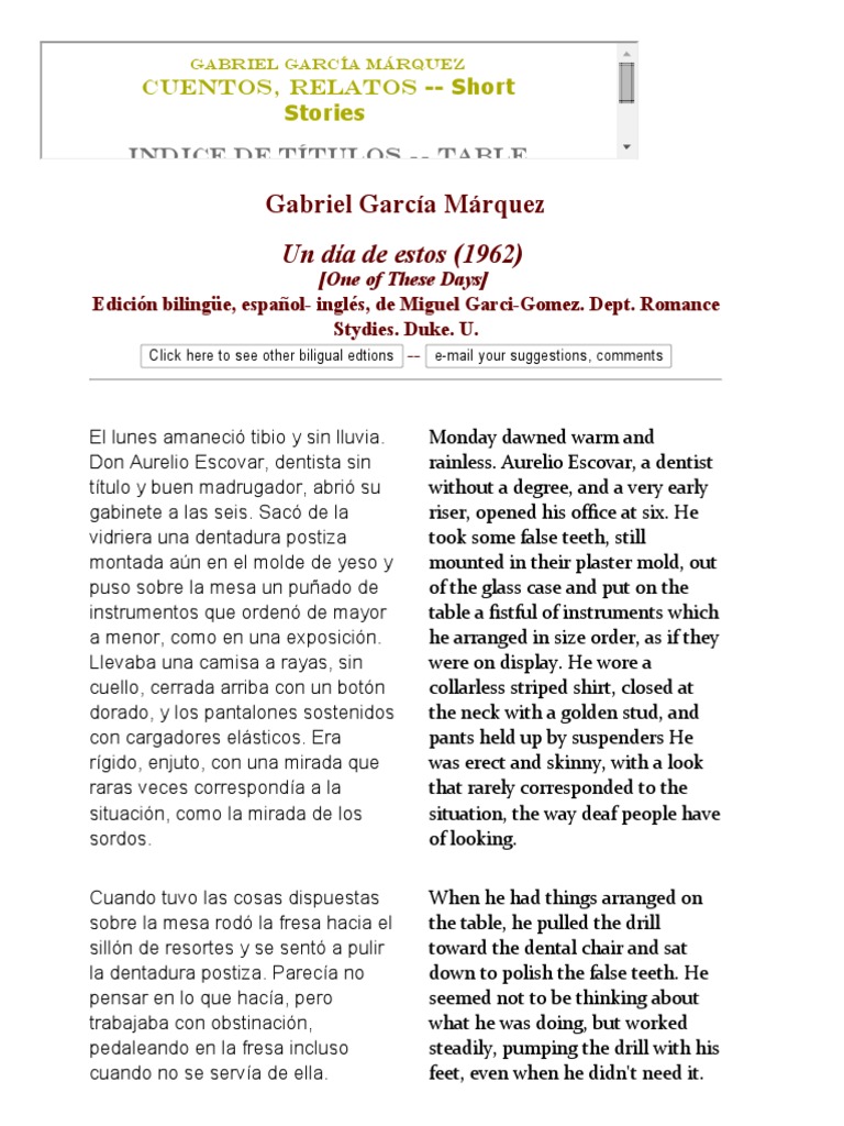 Un Día de Estos (1962) (One of These Days) | PDF | Boca