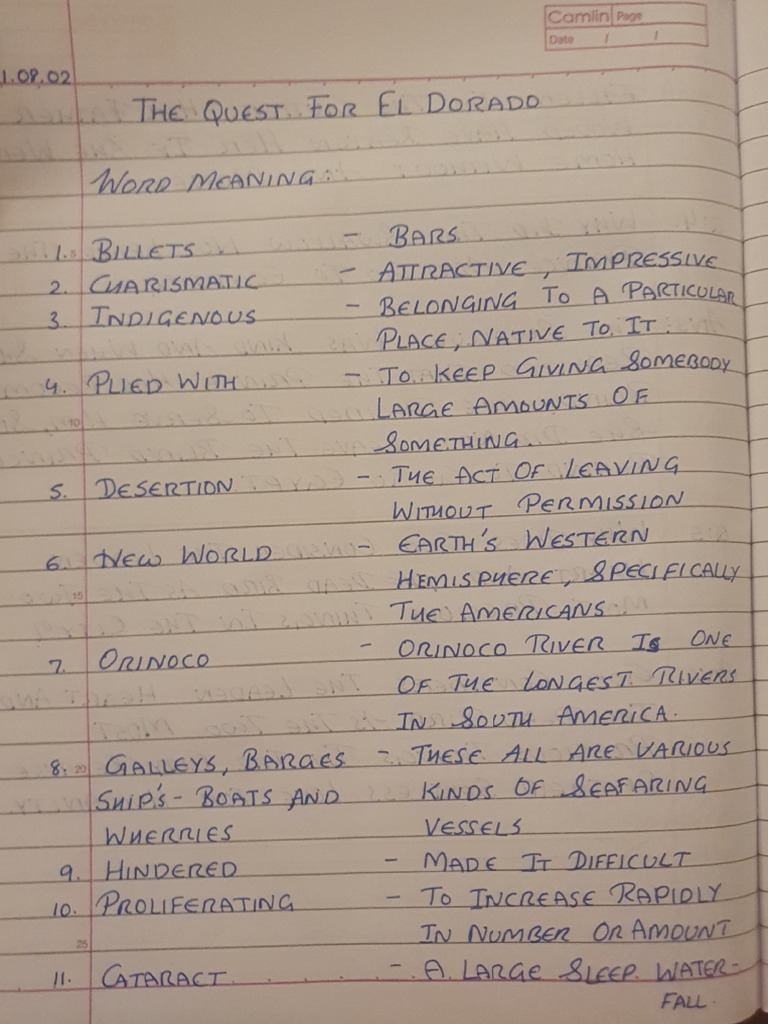 Farheen English Notes CH The Guest For El Dorado | PDF | Exploration ...