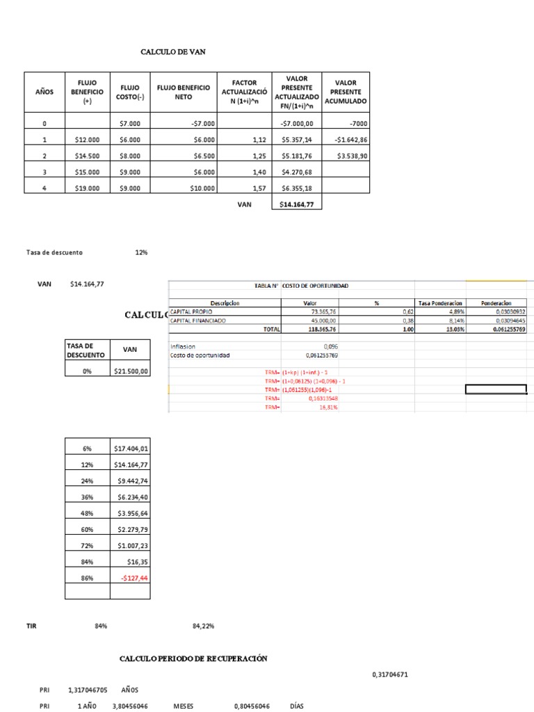 Calculo de Van | PDF