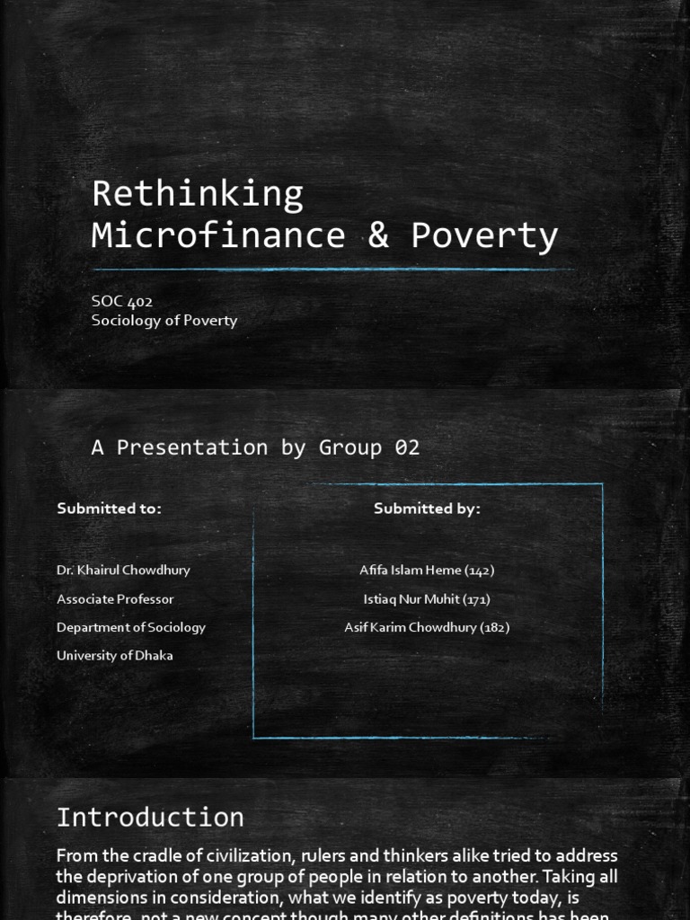 Rethinking Microfinance and Poverty | PDF | Microfinance | Poverty