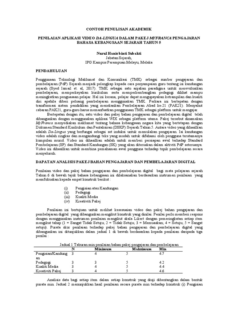 Contoh Penulisan Akademik | PDF