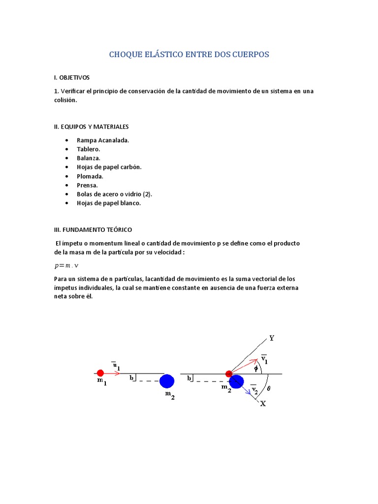 Choque Elástico Entre Dos Cuerpos | PDF | Impulso | Física Aplicada e ...