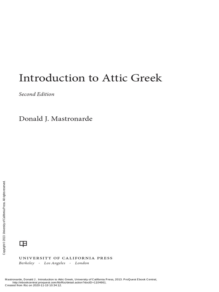 Introduction To Attic Greek | PDF | Verb | Adjective