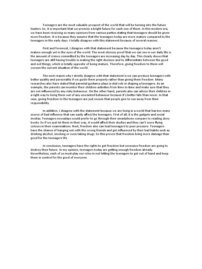 Teenagers Freedom | PDF | Adolescence | Social Institutions
