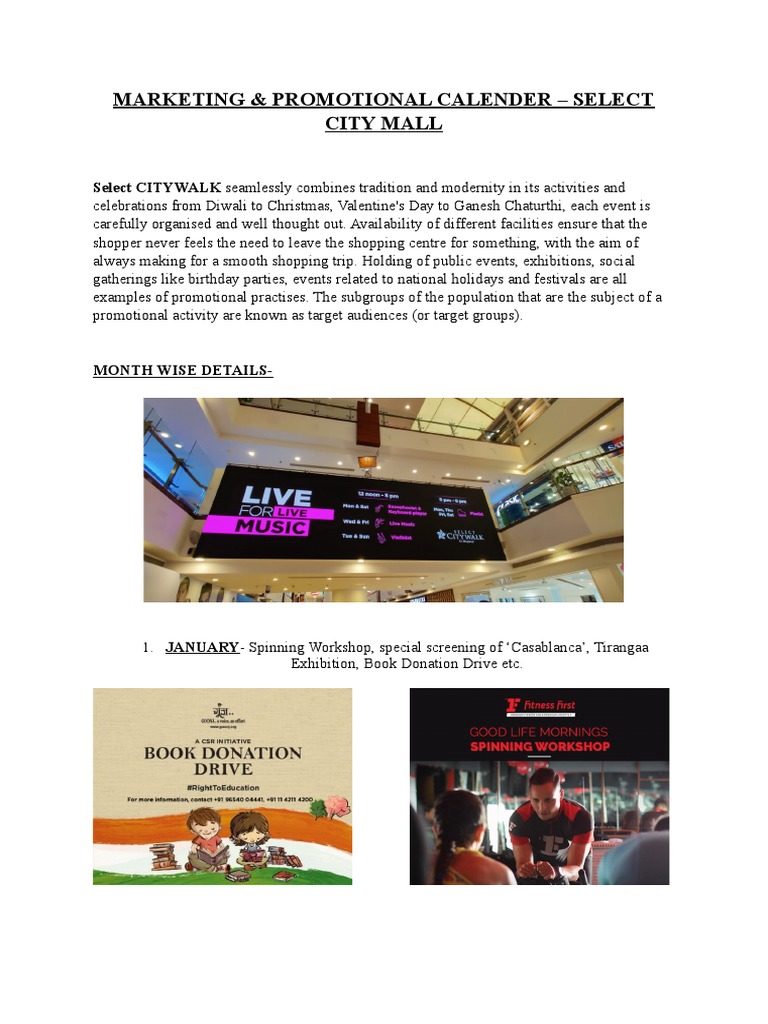 Marketing & Promotional Calender - Select City Mall | PDF | Shopping ...
