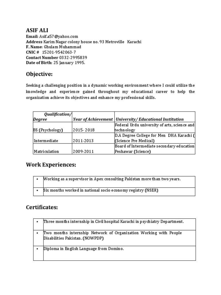 Asif CV | PDF | Career & Growth | Business