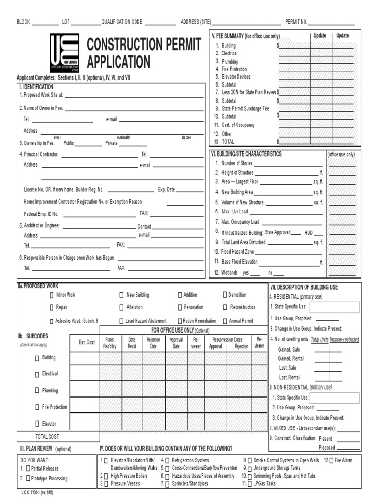 Construction Permit Application: Zip Code Municipality Street | PDF