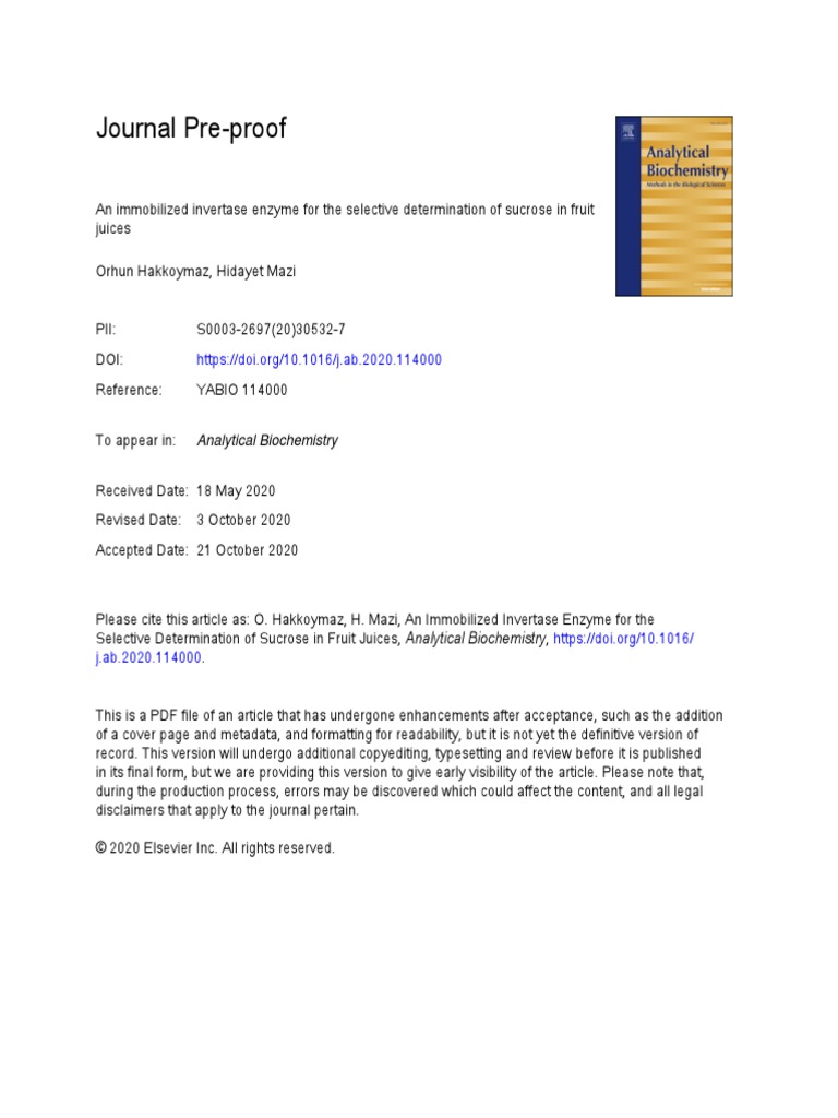Journal Pre-Proof: Analytical Biochemistry | PDF | Applied And ...