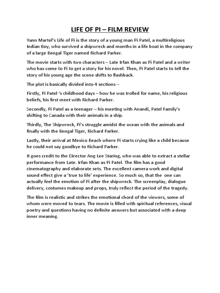 Life of Pi - Film Review | PDF